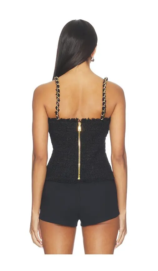 Balmain Chain Straps Tweed Top In . Also