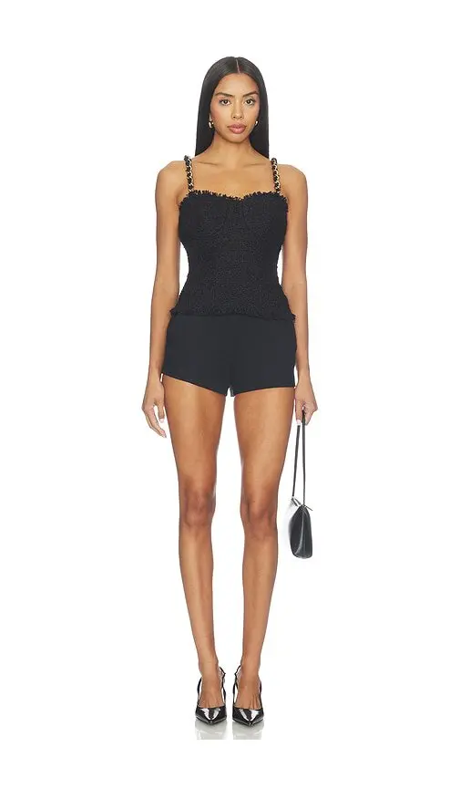 Balmain Chain Straps Tweed Top In . Also