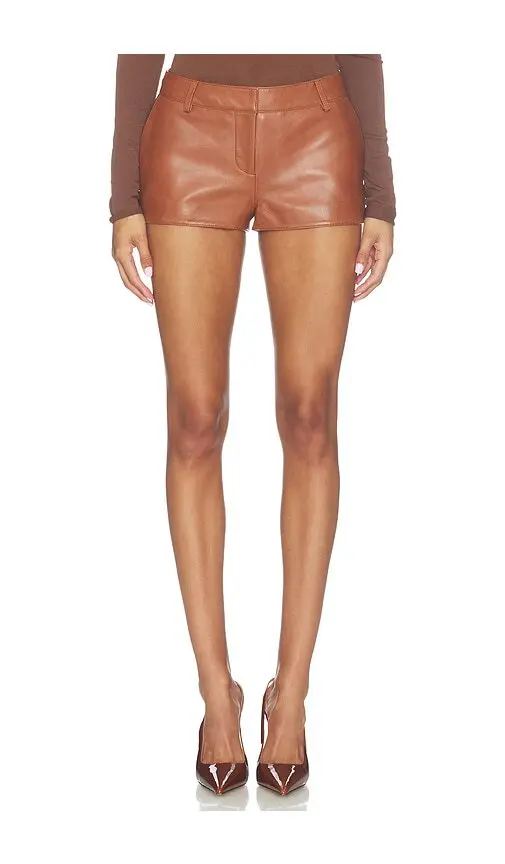 Retrofete Valesia Leather Short In . Also - Brown