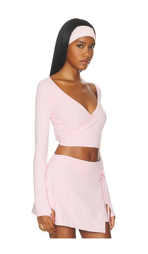 RUNAWAY THE LABEL Torie Ballet Wrap Top In . Also