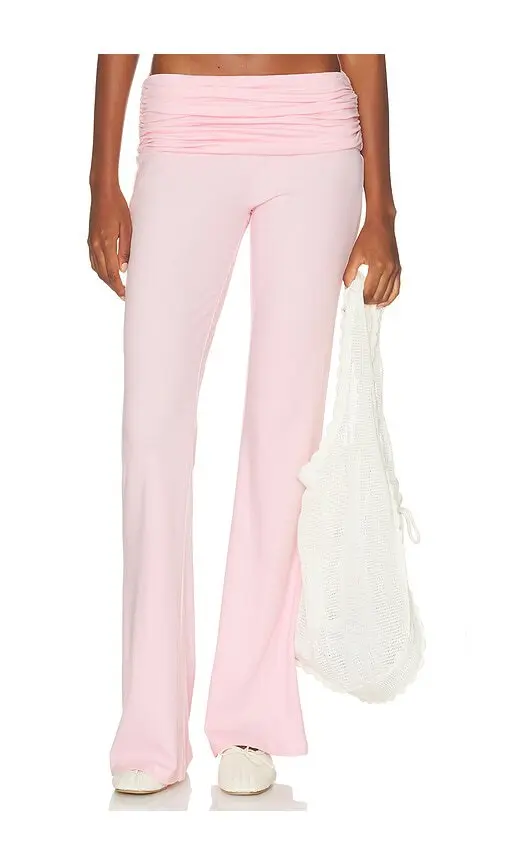 RUNAWAY THE LABEL Damari Foldover Flare Pants In . Also - Pink