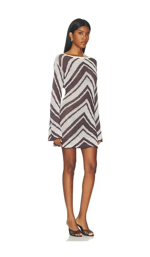 SEVEN WONDERS Mazie Long Sleeve Knit Mini Dress In . Also - Chocolate