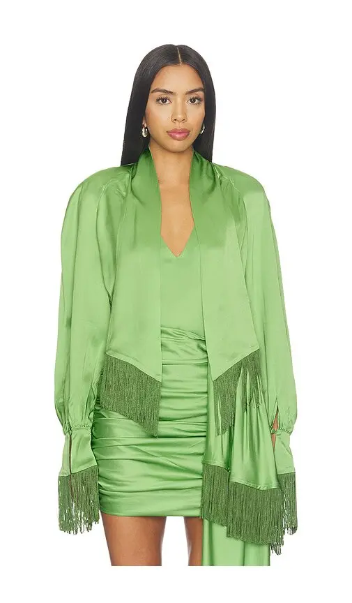 ROWEN ROSE Long Sleeve Fringe Top In . Also