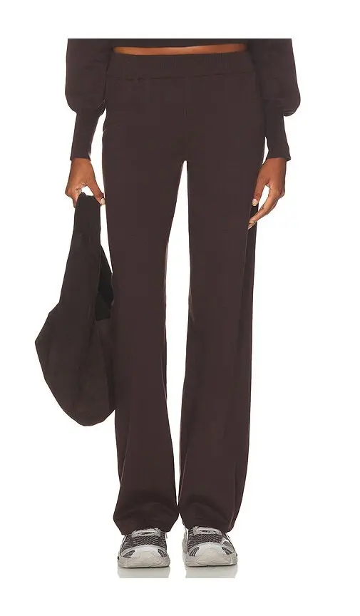 RUNAWAY THE LABEL Heather Wide Leg Knit Pant In . Also - Chocolate