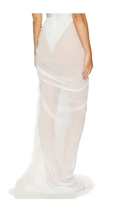 BRONX BANCO Belle Blanc Feather Trim Skirt