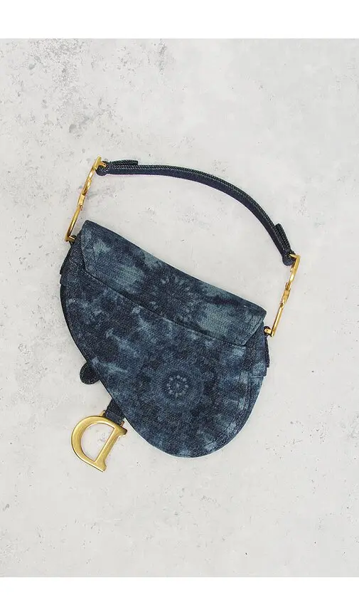 FWRD RENEW Dior Kaleidoscopic Tie Dye Denim Mini Saddle Bag