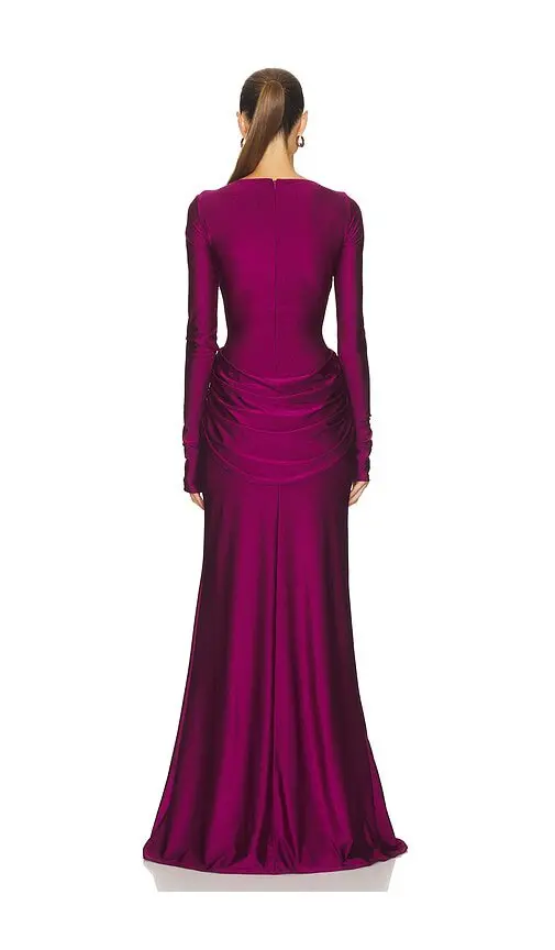 Lapointe Shine Jersey Long Sleeve Draped Waist Gown In . Also