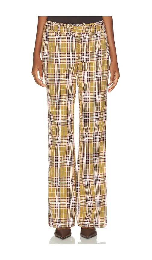 Free People Plaid Slim Trousers