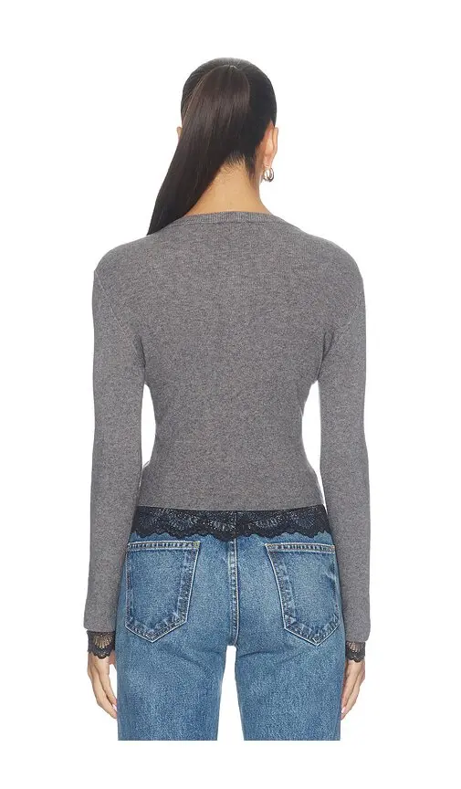 Generation Love Lace Trim Henley Sweater