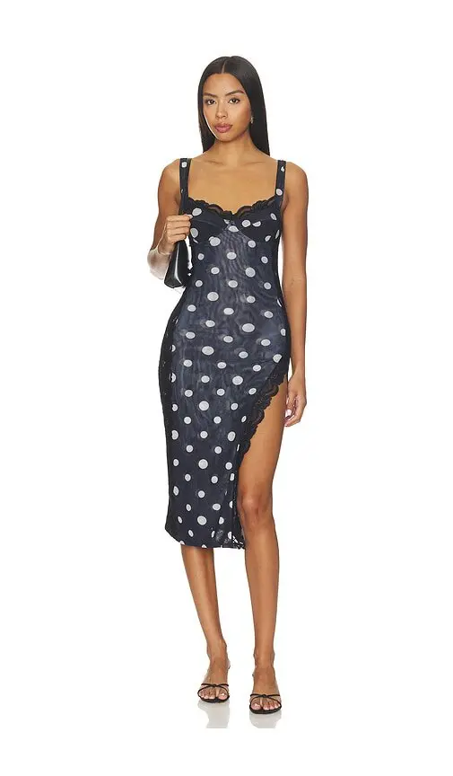 Free People Not Your Baby Midi Printed Slip Dress In . Also - Black