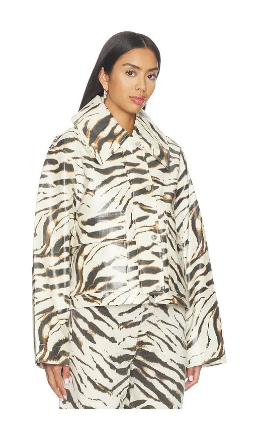 GANNI Printed Laminated Cotton Canvas Barn Jacket In . Also