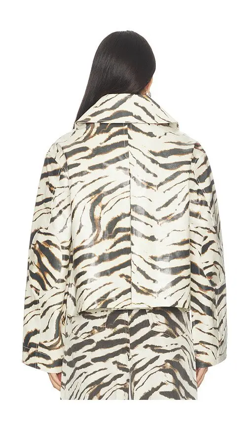GANNI Printed Laminated Cotton Canvas Barn Jacket In . Also