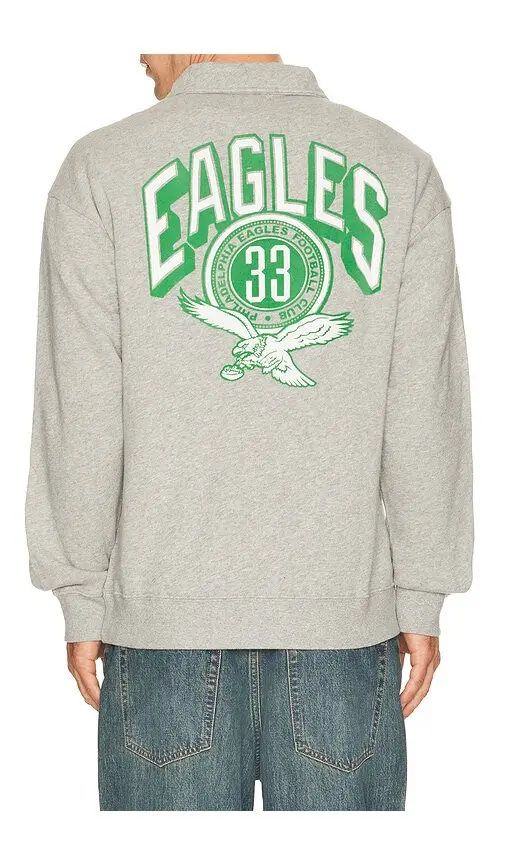 Junk Food Eagles Flocked Quarter Zip Sweatshirt In . Also
