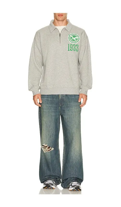 Junk Food Eagles Flocked Quarter Zip Sweatshirt In . Also