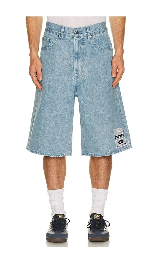 SIEGELMAN STABLE X Ford Patched Denim Jorts - Blue