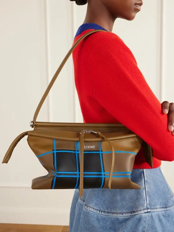 Loewe Whisker Checked Leather Shoulder Bag