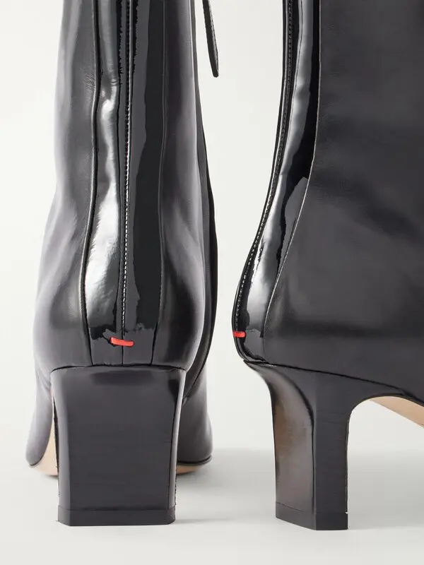 AeydĒ Billie Stripe 55 Patent-trimmed Leather Ankle Boots