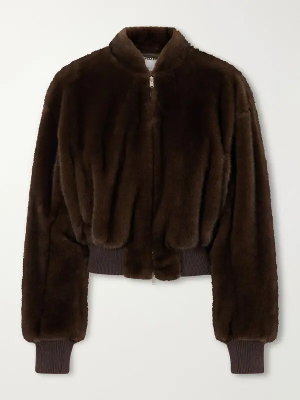 Stella McCartney Cropped Plush Bomber Jacket