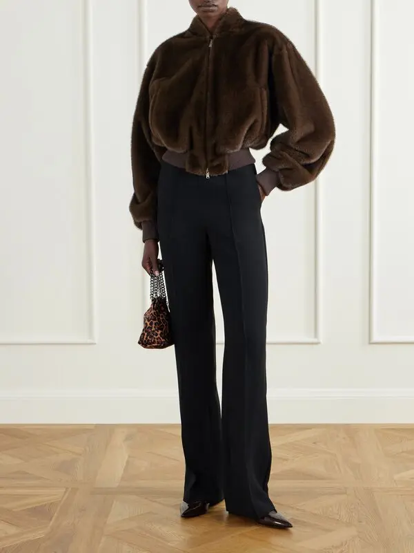 Stella McCartney Cropped Plush Bomber Jacket