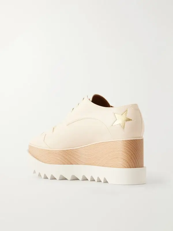 Stella McCartney Elyse Wood-trimmed Vegetarian Material Platform Brogues