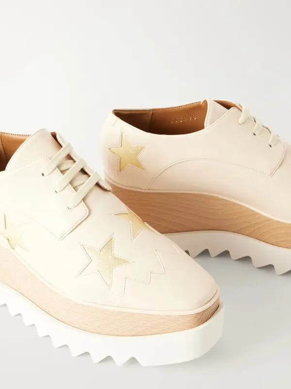 Stella McCartney Elyse Wood-trimmed Vegetarian Material Platform Brogues