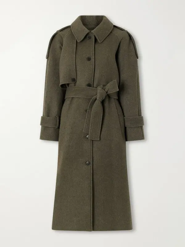 SKALL STUDIO Manilla Belted Recycled Wool Twill Trench Coat