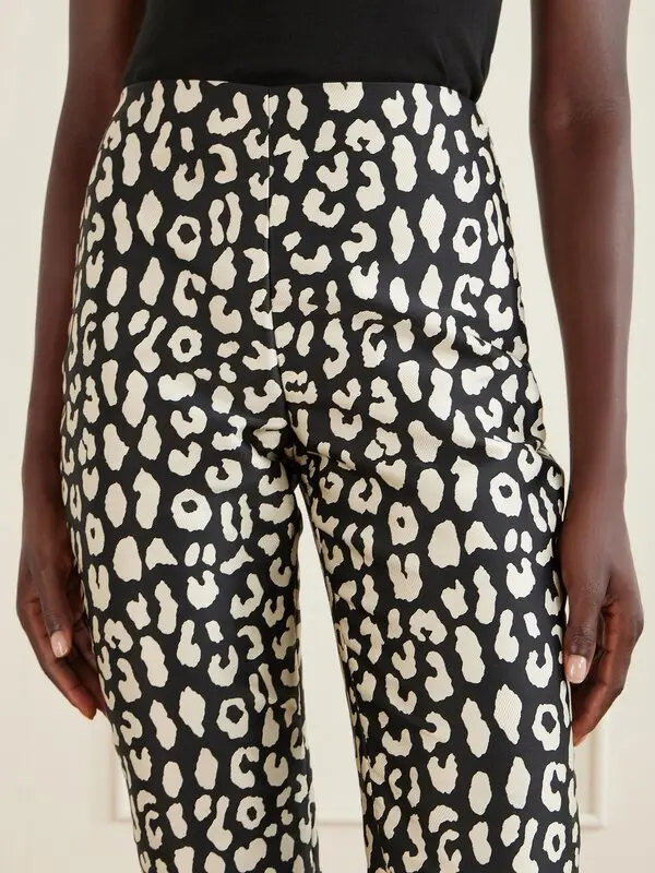 Carolina Herrera Leopard-patterned Jacquard Slim-leg Pants