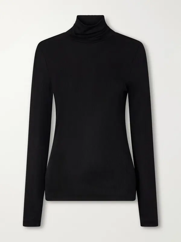 AGOLDE Delphi Ribbed Stretch Turtleneck T-shirt - Black