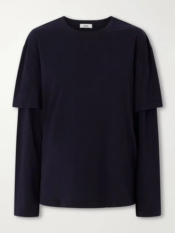 AGOLDE Lois Layered Organic Cotton-jersey T-shirt - Blue