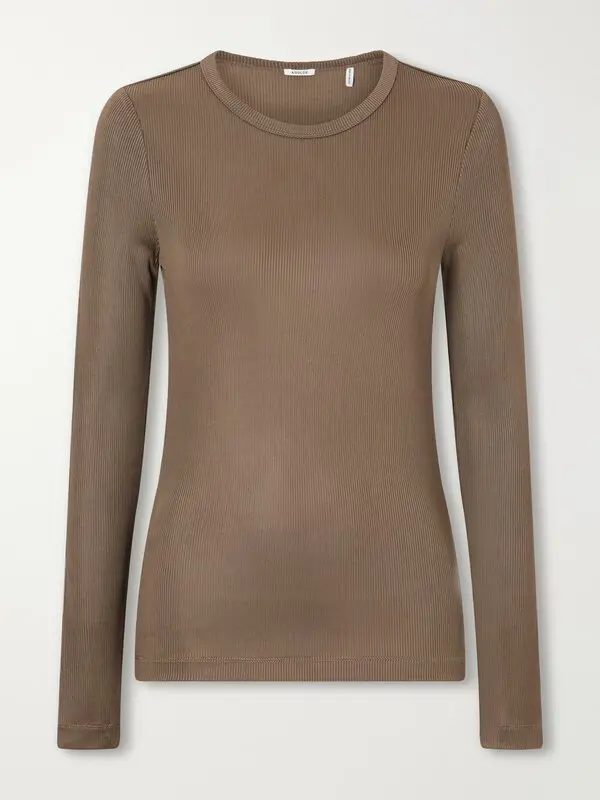 AGOLDE Delphi Ribbed Stretch T-shirt - Brown