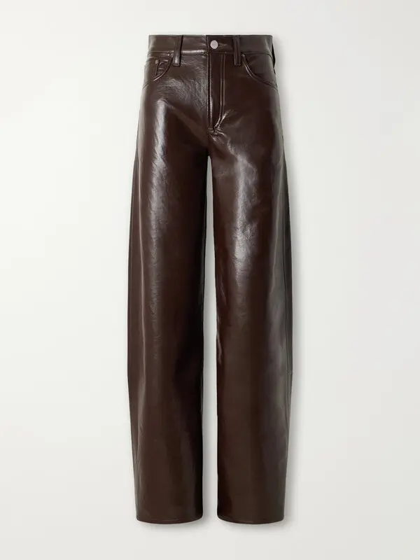 AGOLDE Arc Recycled Leather-blend Mid-rise Wide-leg Pants - Brown