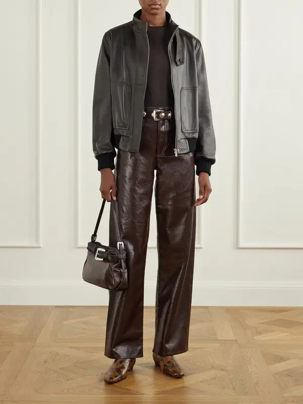 AGOLDE Arc Recycled Leather-blend Mid-rise Wide-leg Pants