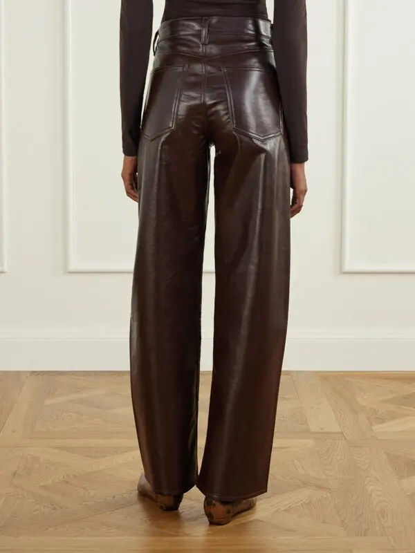 AGOLDE Arc Recycled Leather-blend Mid-rise Wide-leg Pants