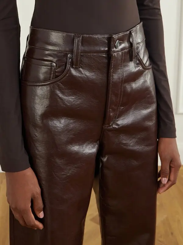 AGOLDE Arc Recycled Leather-blend Mid-rise Wide-leg Pants