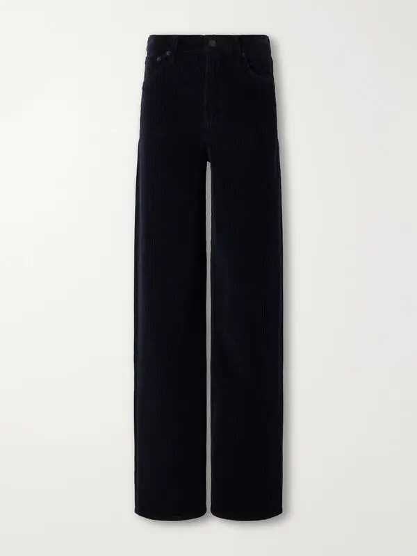 AGOLDE Ren Cotton-corduroy High-waist Wide-leg Pants - Blue