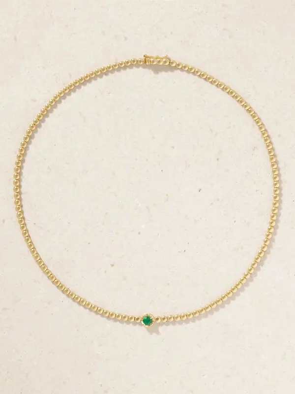 JENNIFER MEYER 18-karat Gold Emerald Necklace - Green