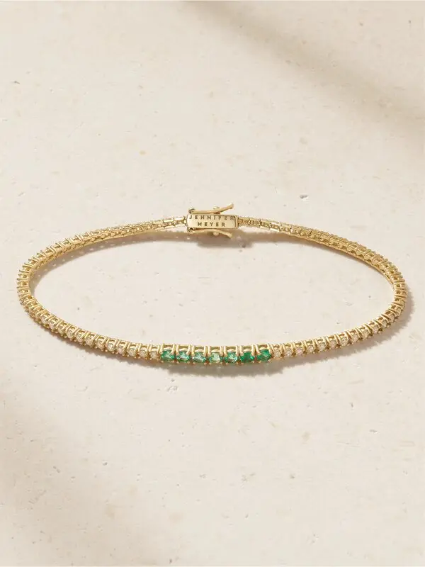 JENNIFER MEYER 18-karat Gold, Diamond And Emerald Tennis Bracelet - Green