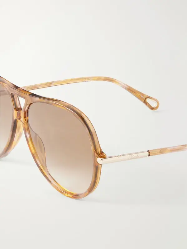 Chloé Tubolar Aviator-style Recycled Tortoiseshell Acetate Sunglasses