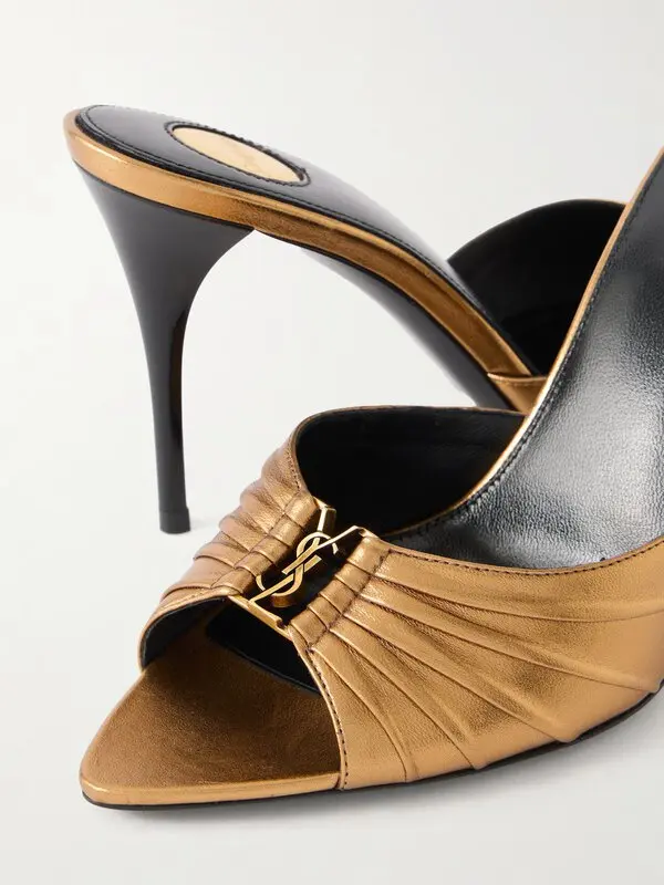 Saint Laurent Babylone 90 Metallic Leather Sandals