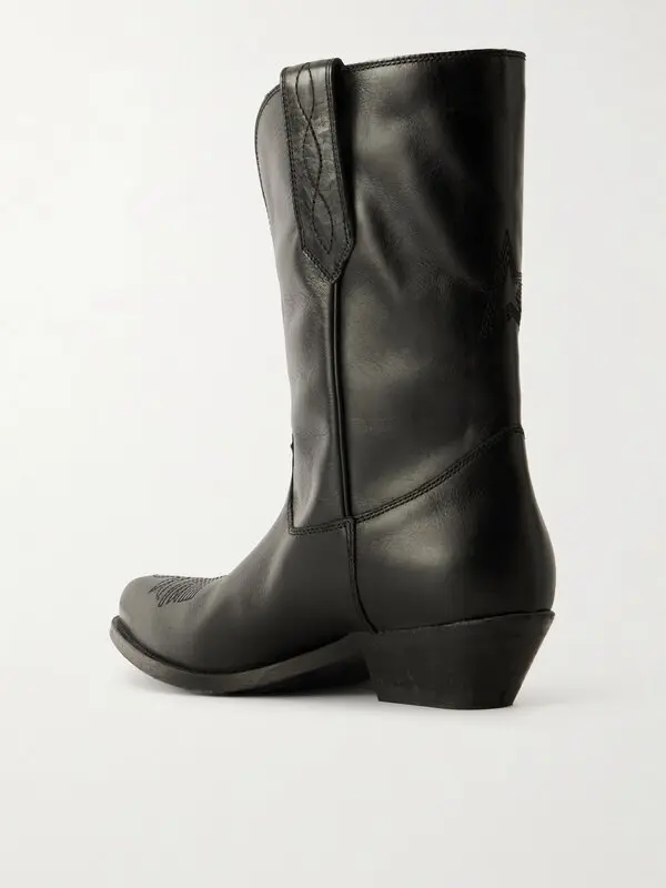GOLDEN GOOSE Wish Star Embroidered Leather Ankle Boots