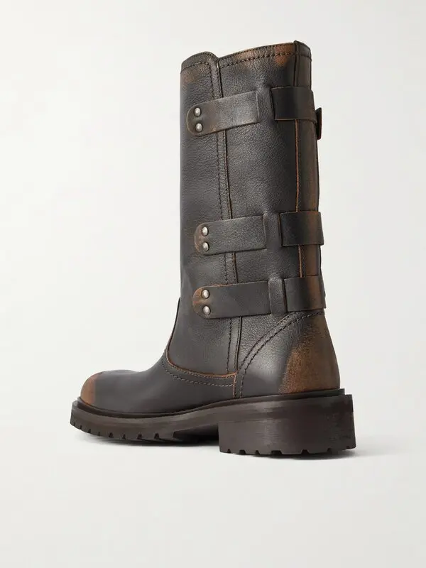 GOLDEN GOOSE Kurt Distressed Leather Knee Boots