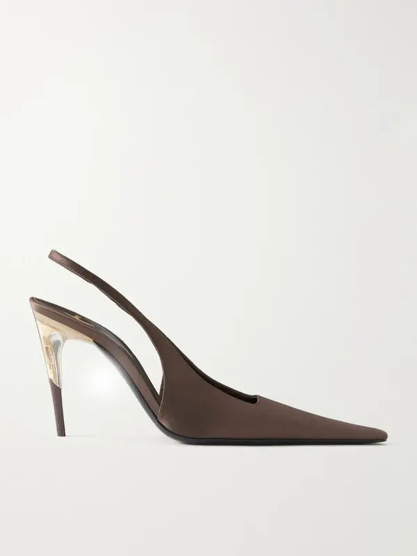 Saint Laurent Goya 95 Crepe Slingback Pumps