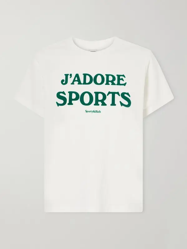 SPORTY & RICH J'adore Printed Cotton-jersey T-shirt - White