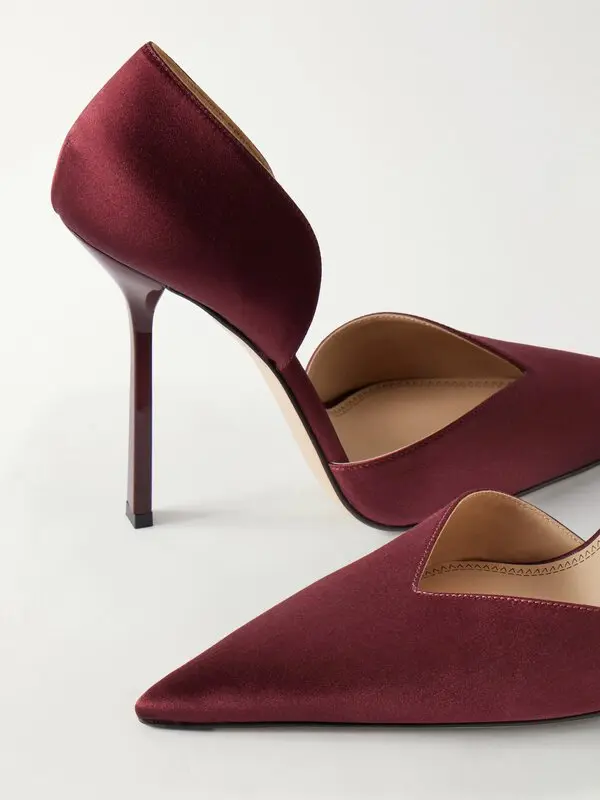 Victoria Beckham Angle D'orsay 115 Satin Pumps - Burgundy