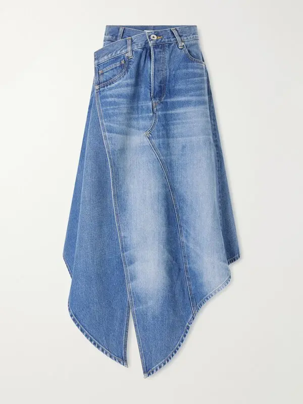 JW Anderson Drop Front Denim Midi Skirt - Blue
