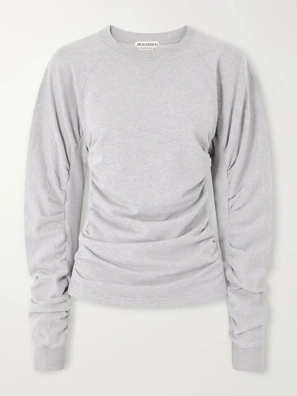 JW Anderson Ruched Sleeve Cotton-jersey Sweatshirt - Gray