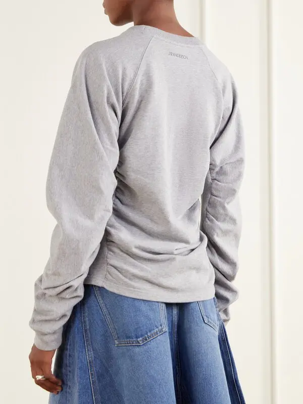 JW Anderson Ruched Sleeve Cotton-jersey Sweatshirt