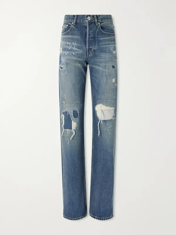 JW Anderson Distressed Mid-rise Straight-leg Jeans - Blue