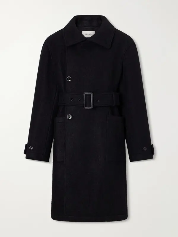 LEMAIRE Belted Alpaca And Wool-blend Felt Coat - Black