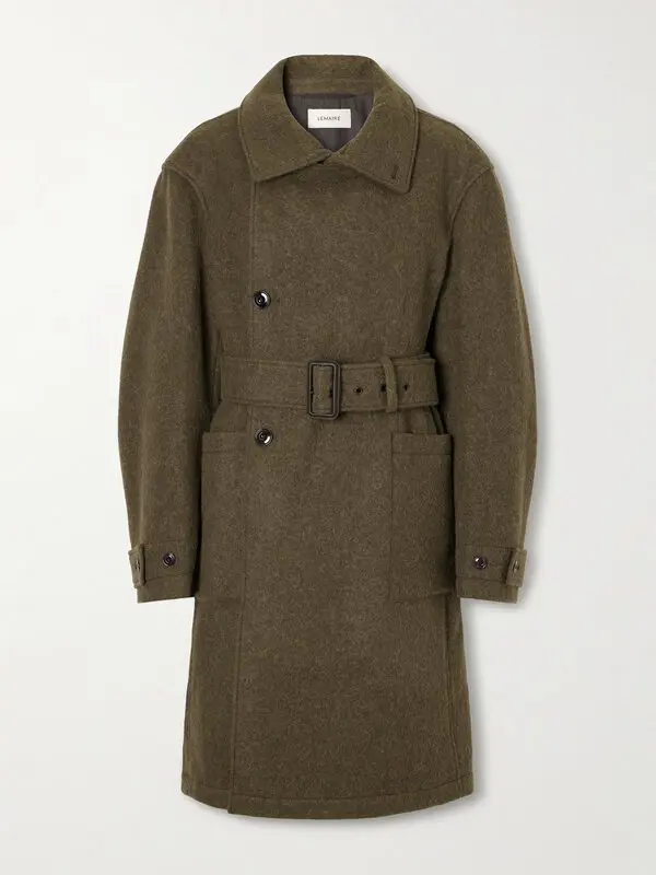 LEMAIRE Belted Alpaca And Wool-blend Felt Coat - Green